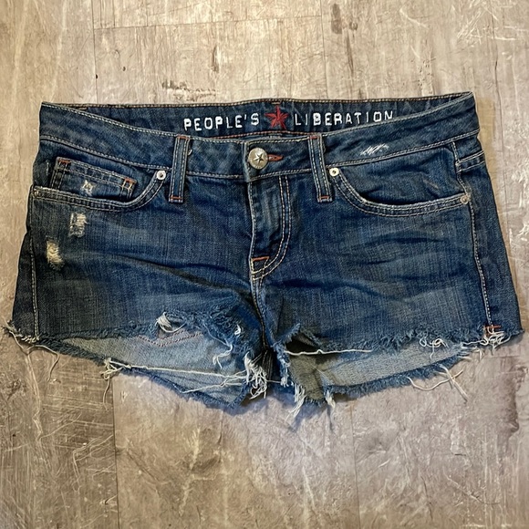People's Liberation | Shorts | Cut Off Shorts With Rainbow Stitch ...